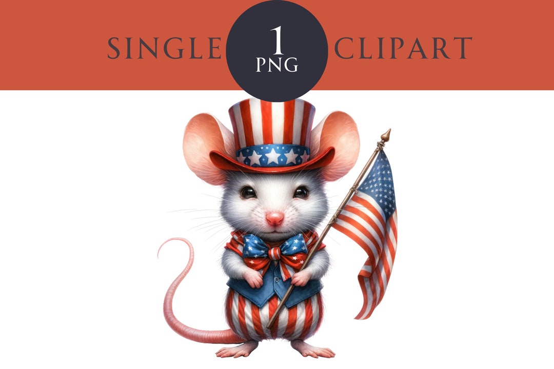 Patriotic Mouse Clipart PNG, 4th July Independence Day American Flag ...