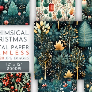 Whimsical Christmas Foliage Backgrounds Digital, Christmas Square ...