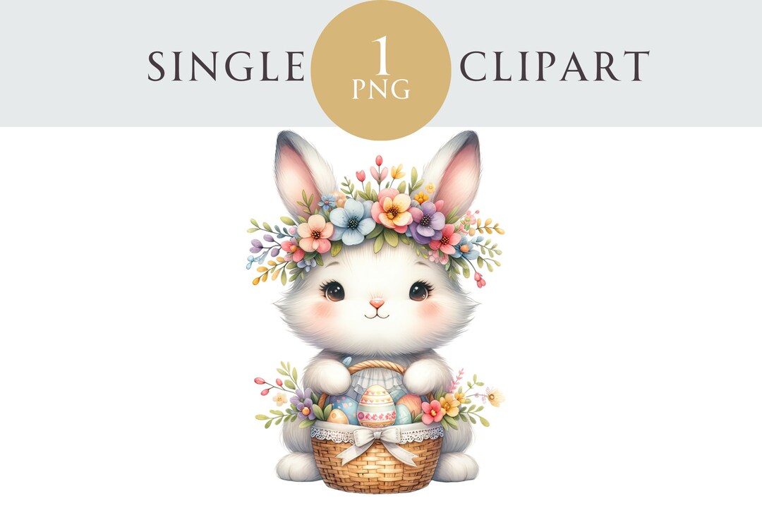 Easter Bunny Clipart, Spring Mothers Day PNG Illustration, Ideal for ...