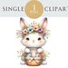 Easter Bunny Clipart, Spring Mothers Day PNG Illustration, Ideal for ...
