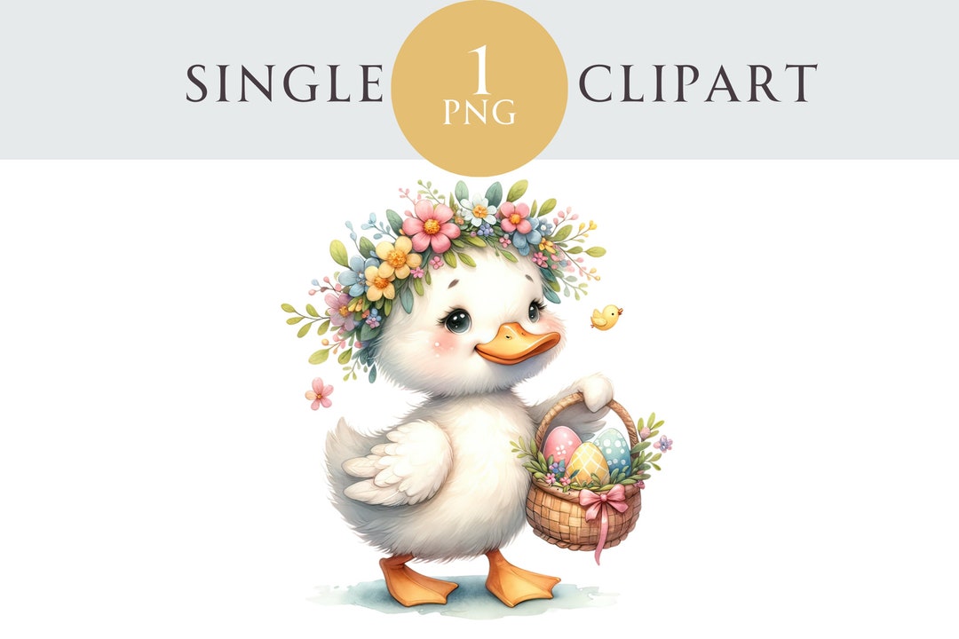 Easter Duck Clipart, Spring Mothers Day PNG Illustration, Ideal for ...