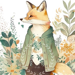 Summer Fox Watercolor Clipart PNG, Forest Animals Clipart, Nursery ...