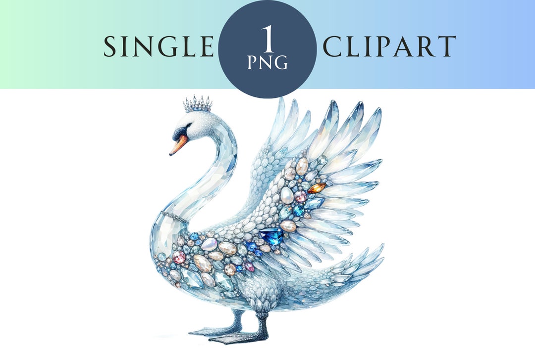 Sparkly Swan Watercolor Clipart PNG Gem Encrusted Bling Bejewelled ...