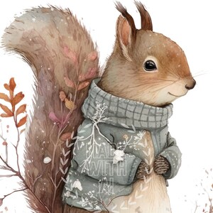 Squirrel Watercolor Clipart PNG, Autumn Winter, Forest Animals Nursery ...