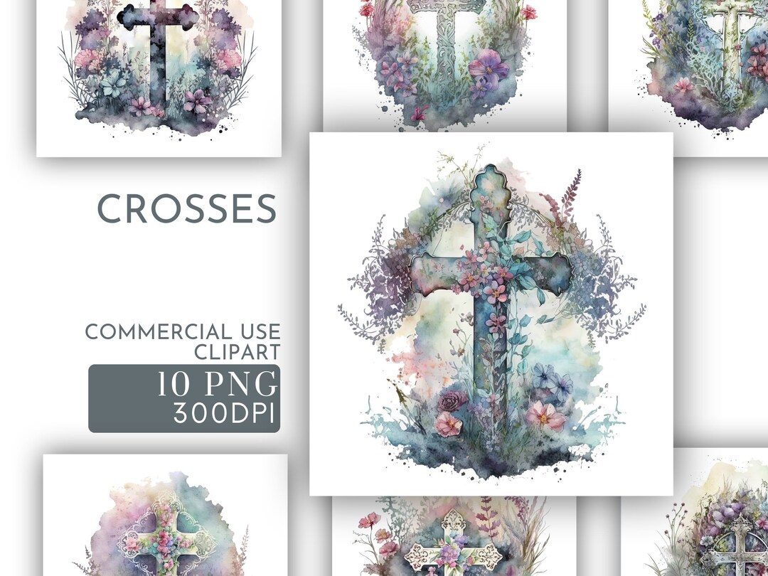 Easter Cross Watercolor Clipart JPG, Background Designs , Religious ...