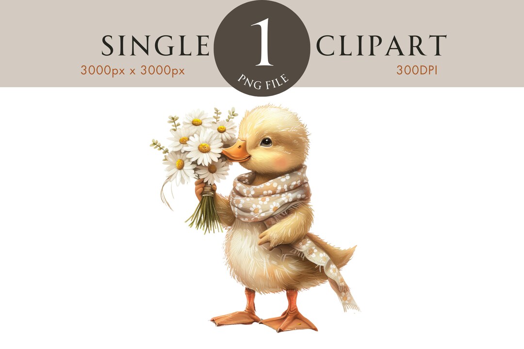 Duck Clipart, Cute Nursery Spring PNG, Summer Illustration, Watercolor ...