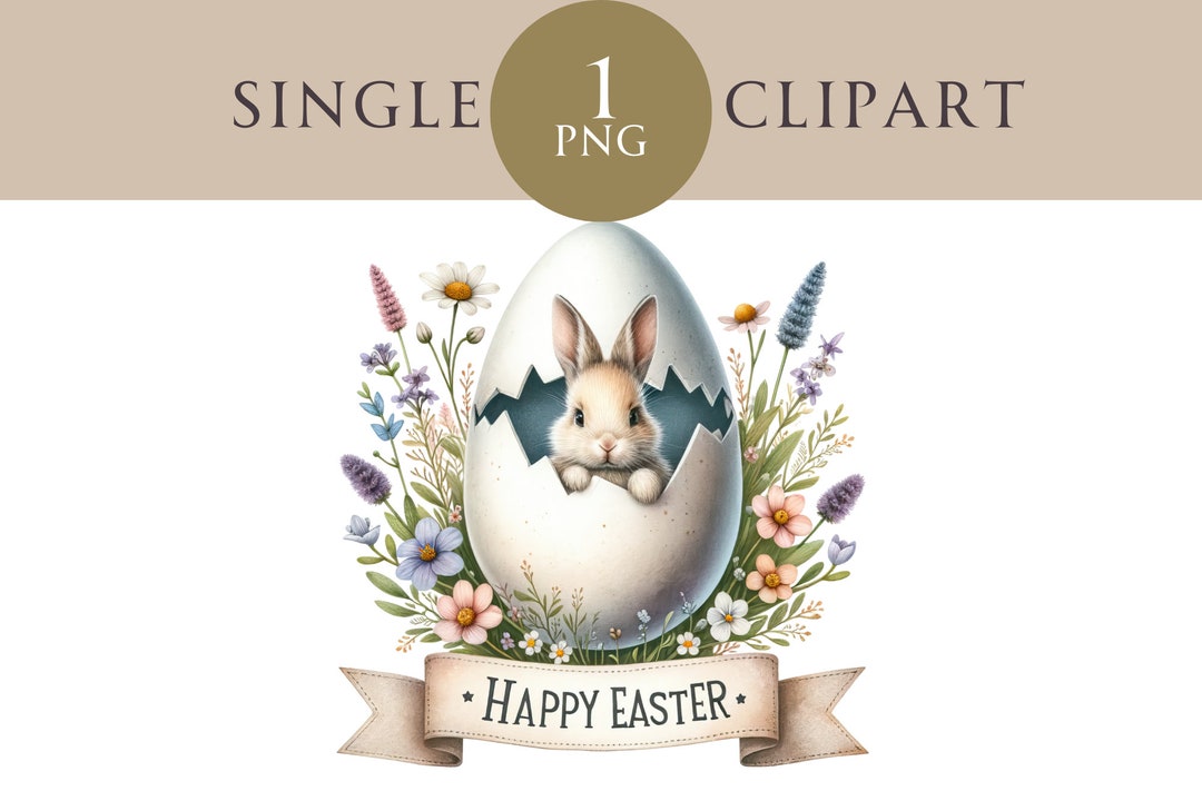 Easter Bunny Clipart, Rabbit Egg Nursery Spring Clipart Baby Shower ...