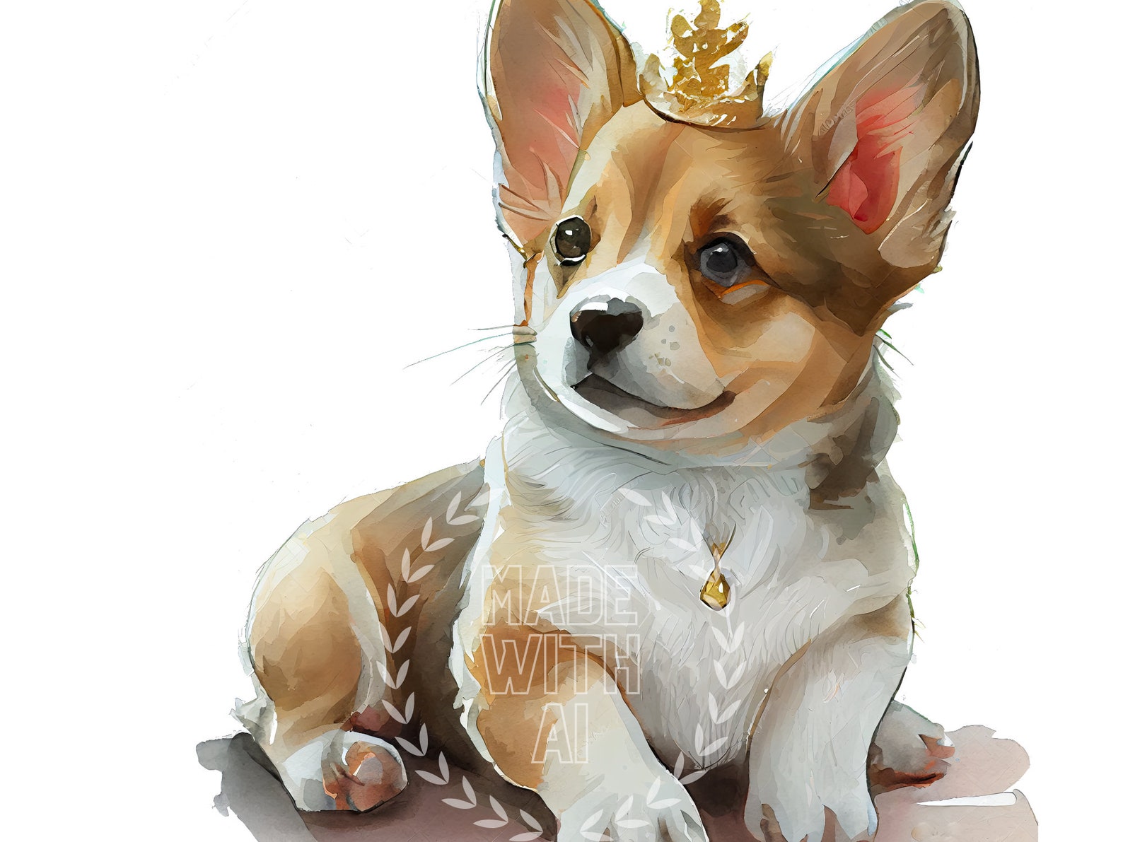 Royal Corgi Crown Watercolor Clipart PNG Cute Animals - Etsy