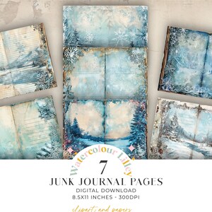 Ice Journal Pages 7 Shabby Chic Junk Journal Digital Paper Winter ...