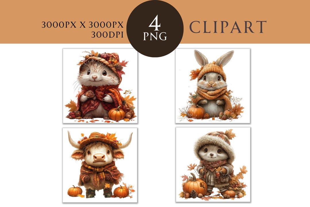 Autumn Clipart Illustration Cute Fall Thanksgiving Watercolor Images ...
