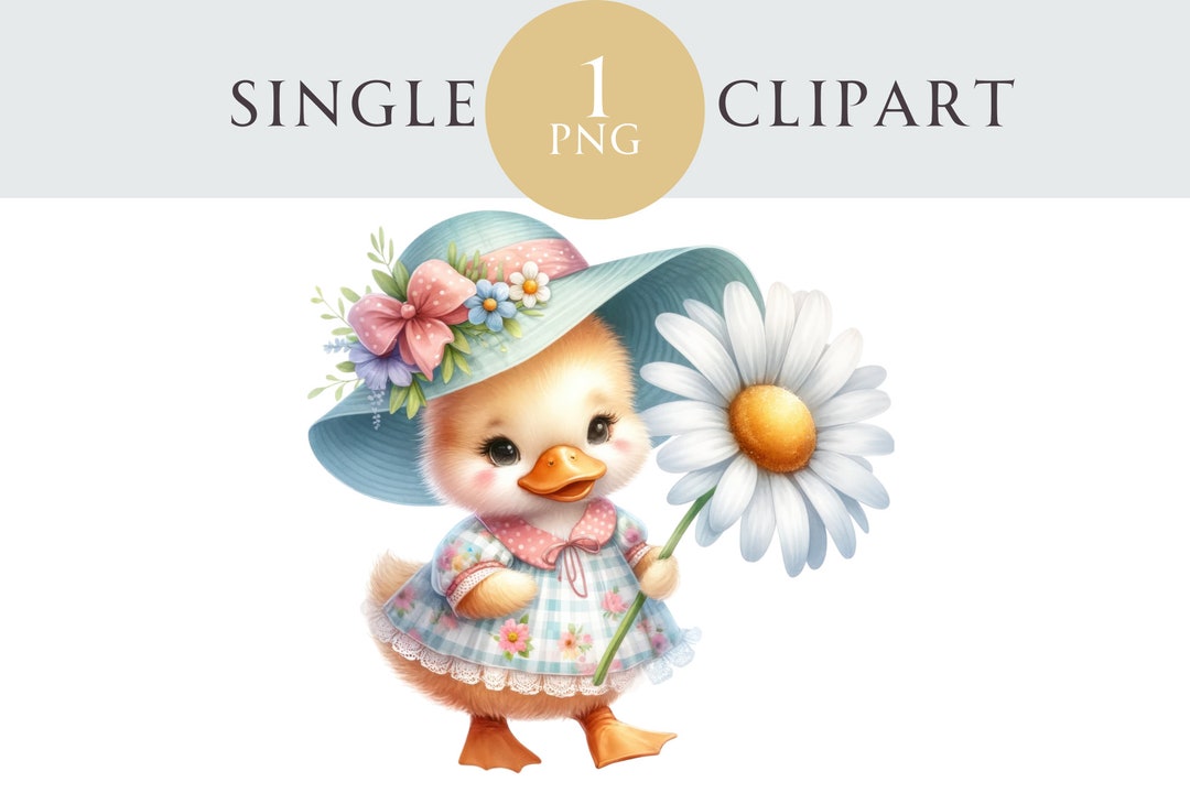 Spring Duckling Clipart, Easter Duck PNG Illustration, Mothers Day ...