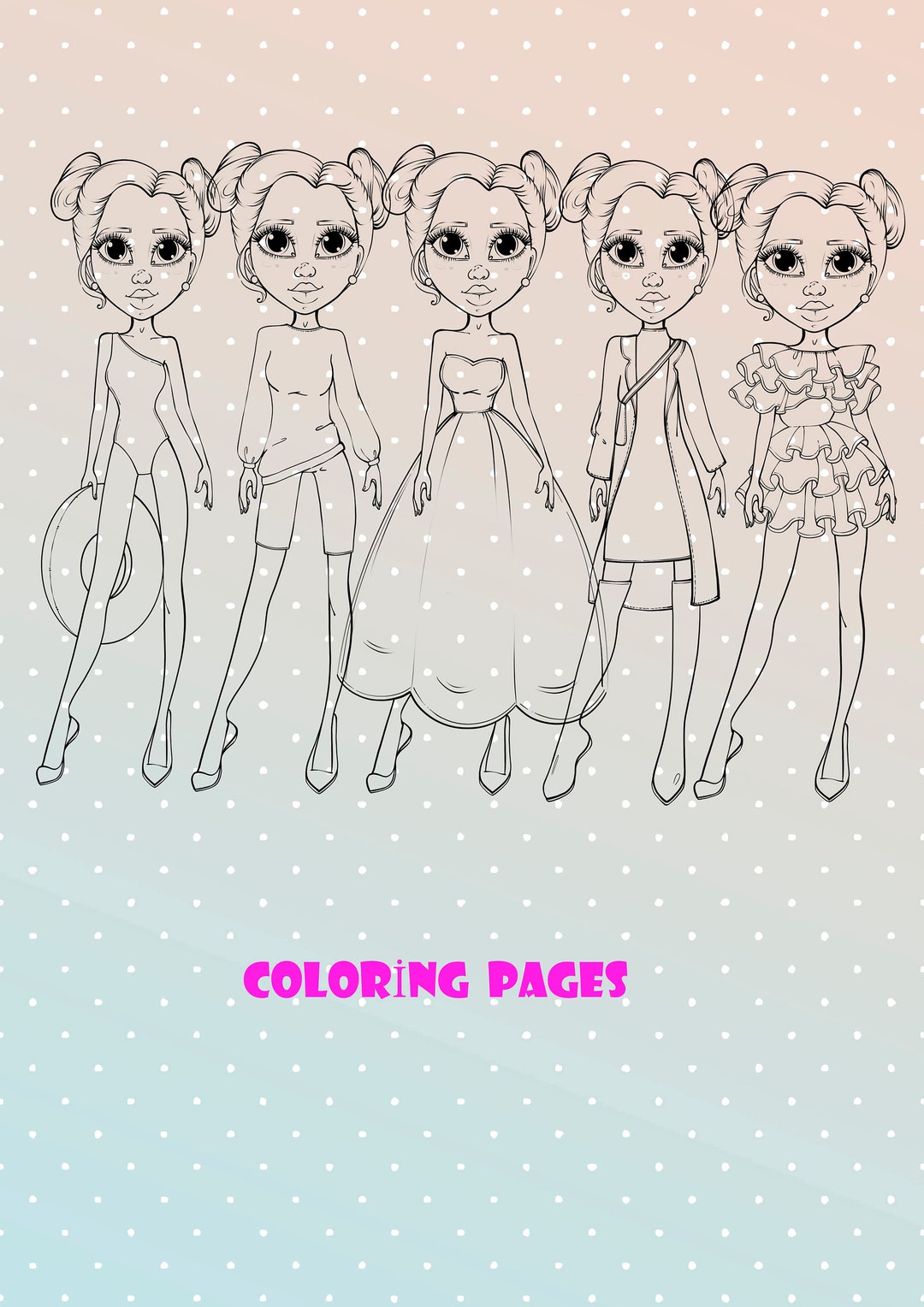 Coloring Pages, Coloring Dolls, Coloring Book - Etsy