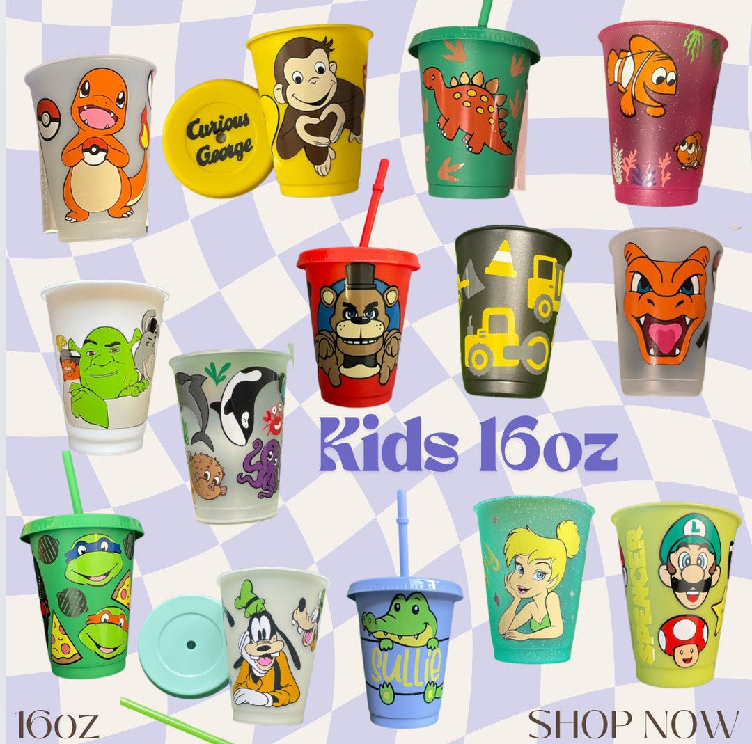 Kids/childrens Personalised Character Themed Cold Cups/tumblers - Etsy