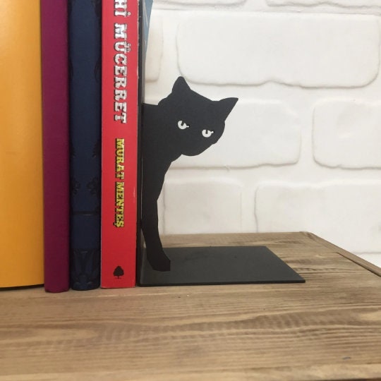 Cat Bookends Metal Metal Decor Metal Art Office Gift - Etsy
