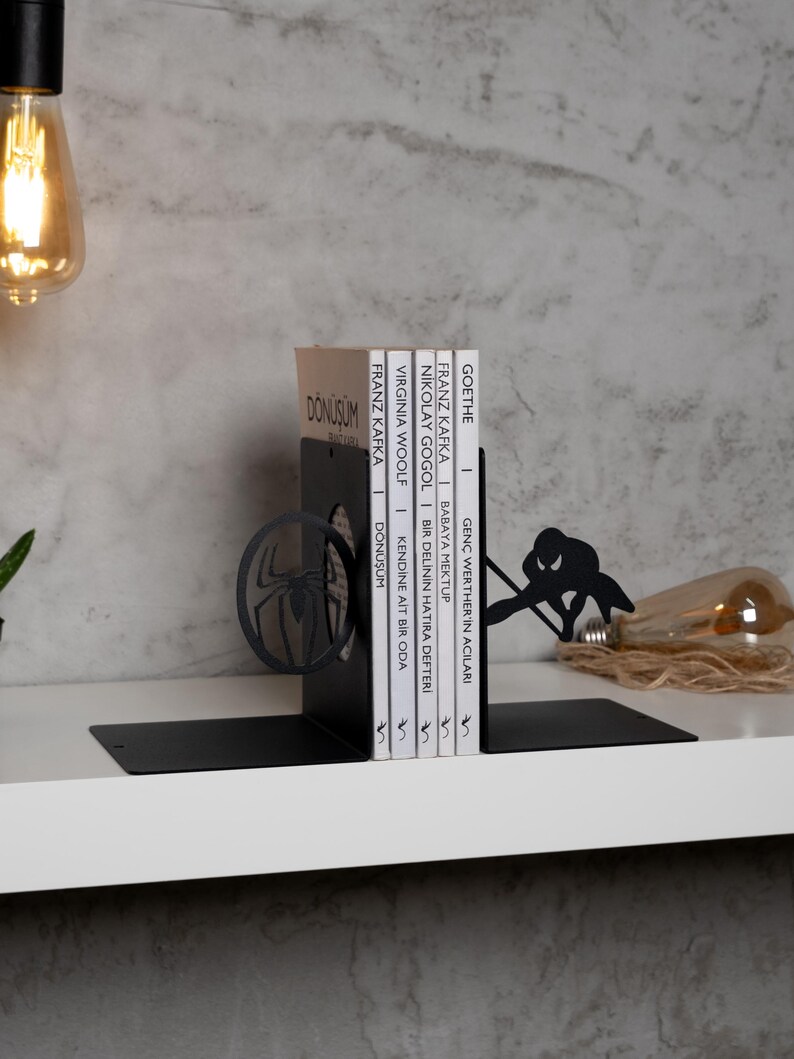 Spider Metal Bookends, Metal Decor, Metal Art, Best Gift Ever, Book ...