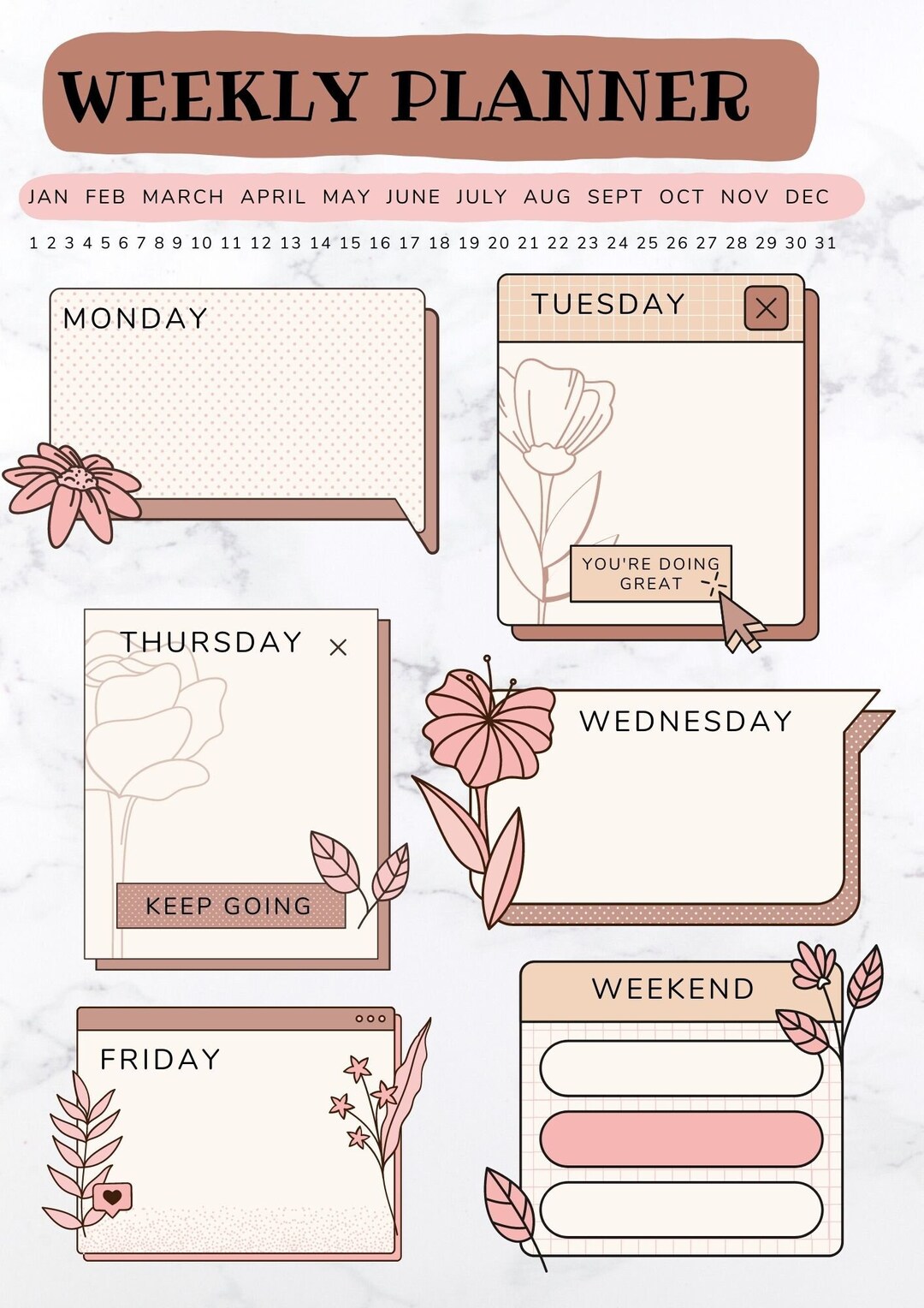 2023 Calendar Weekly Planner - Etsy