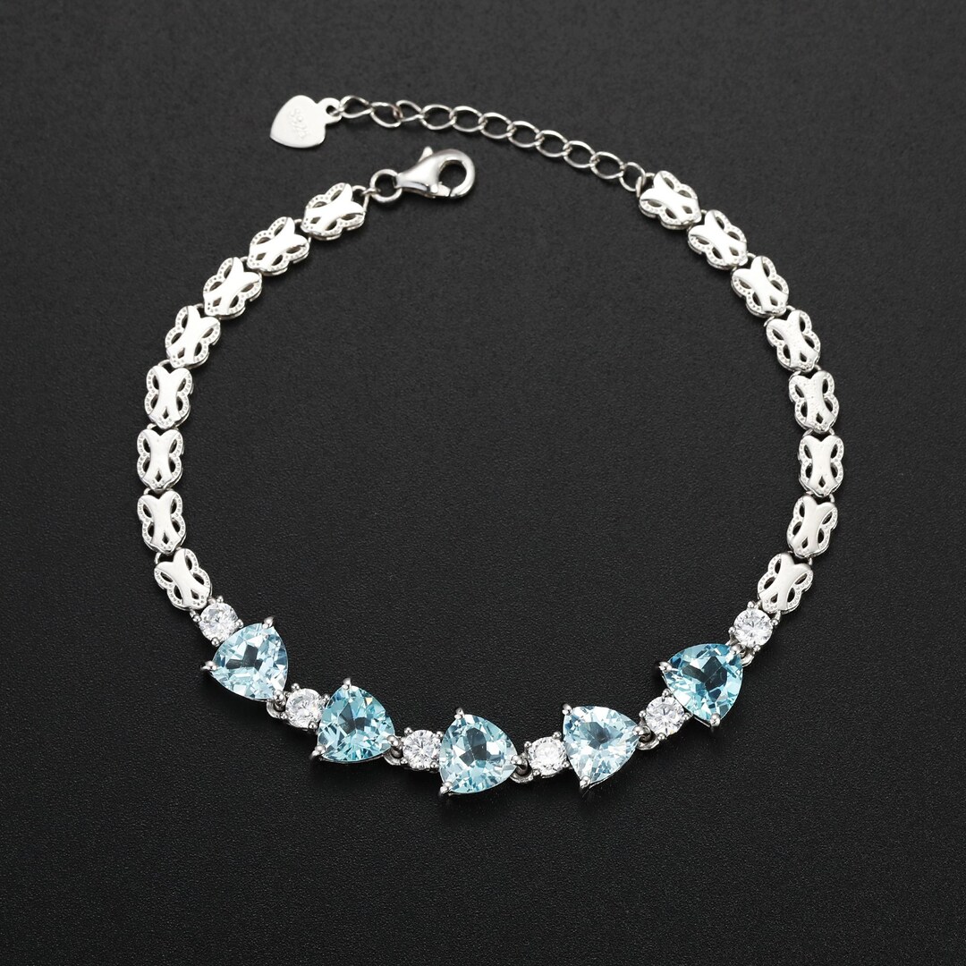 7.4ct Triangular Topaz Natural Sky Blue Topaz Bracelet 925 - Etsy