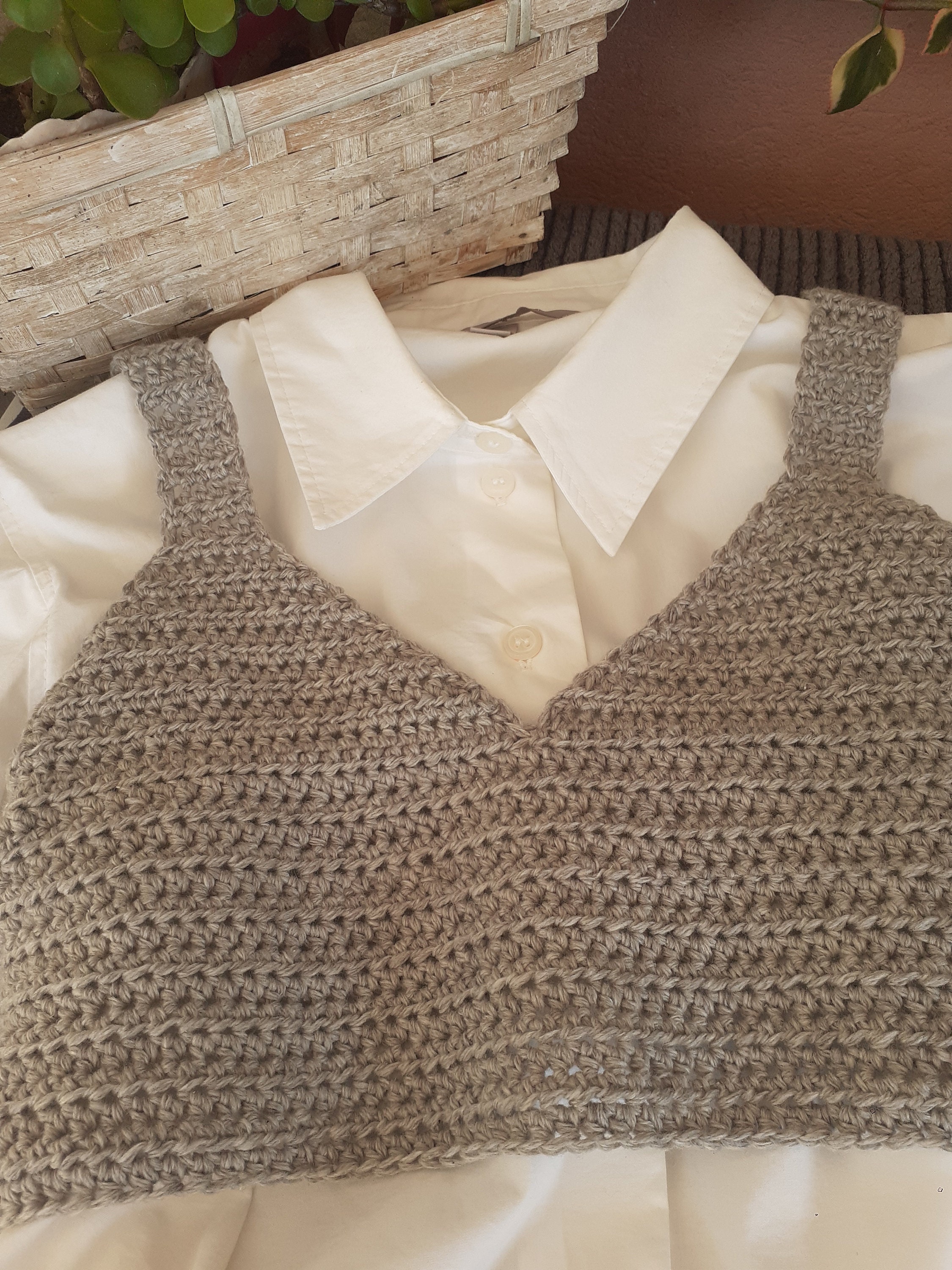 Handmade Crochet Top, Gray Crochet Wool Top, Short Tank Top, Short Top ...