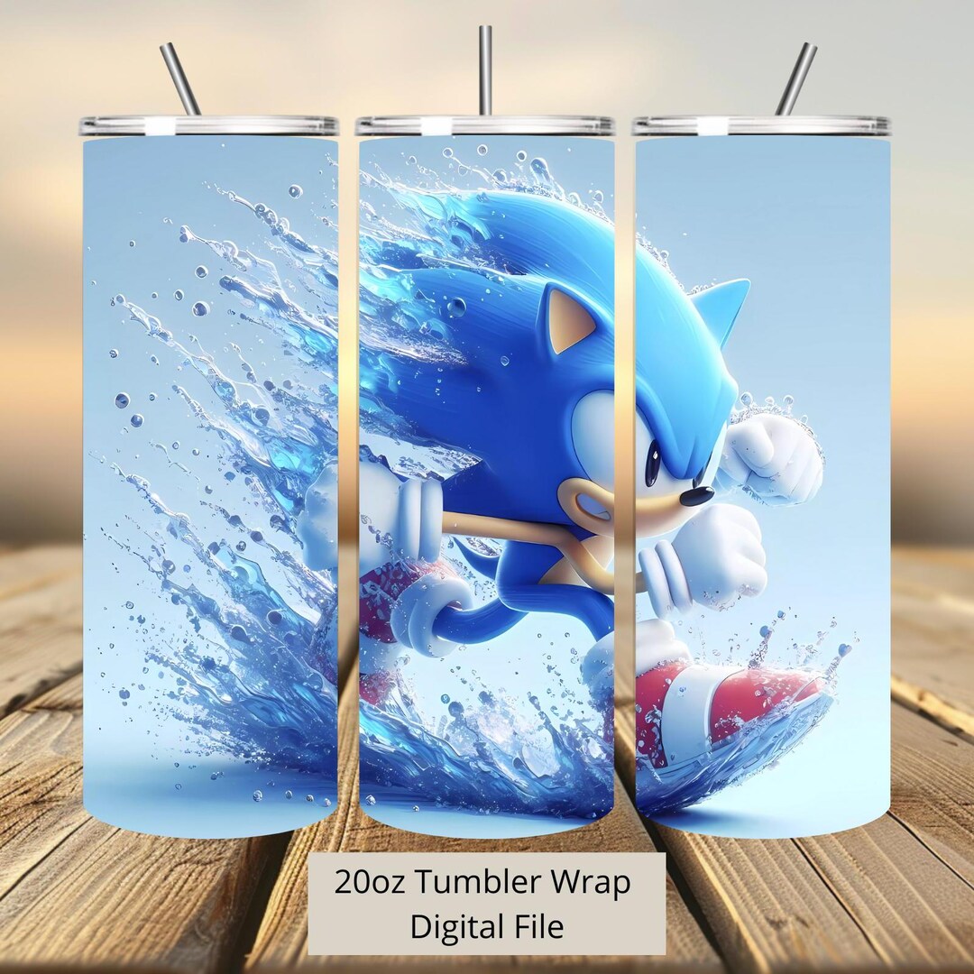 3D Sonic Splash Water Tumbler Wrap, Sonic Colorful Tumbler Wrap ...