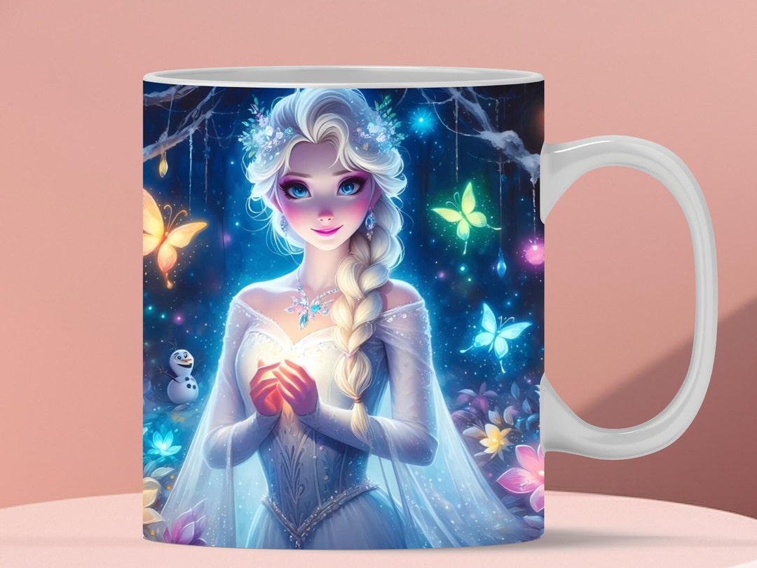 3D Cute Princess Mug Wrap, 3D Elsa Mug Wrap Sublimation Design PNG, Mug ...