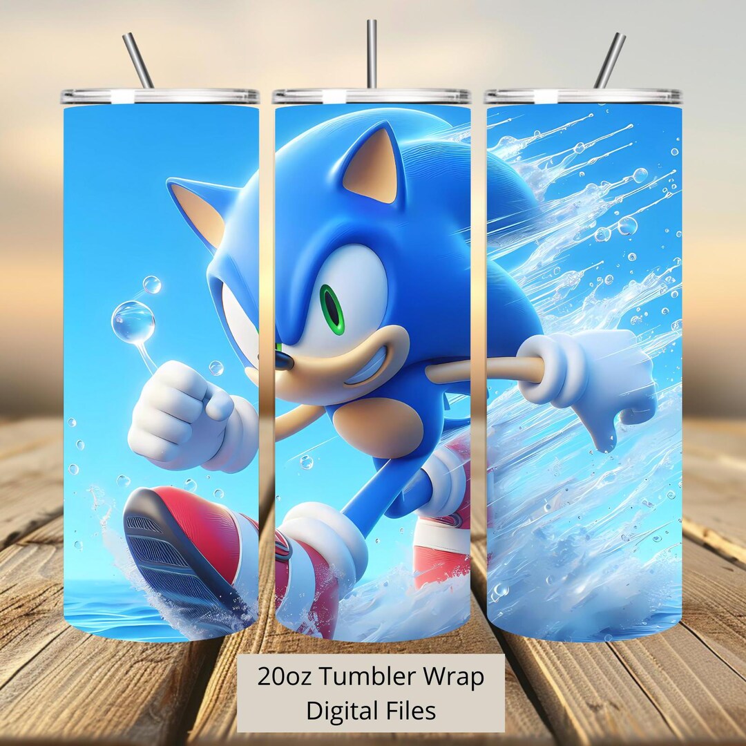 3D Sonic Splash Water Tumbler Wrap, Sonic Colorful Tumbler Wrap ...