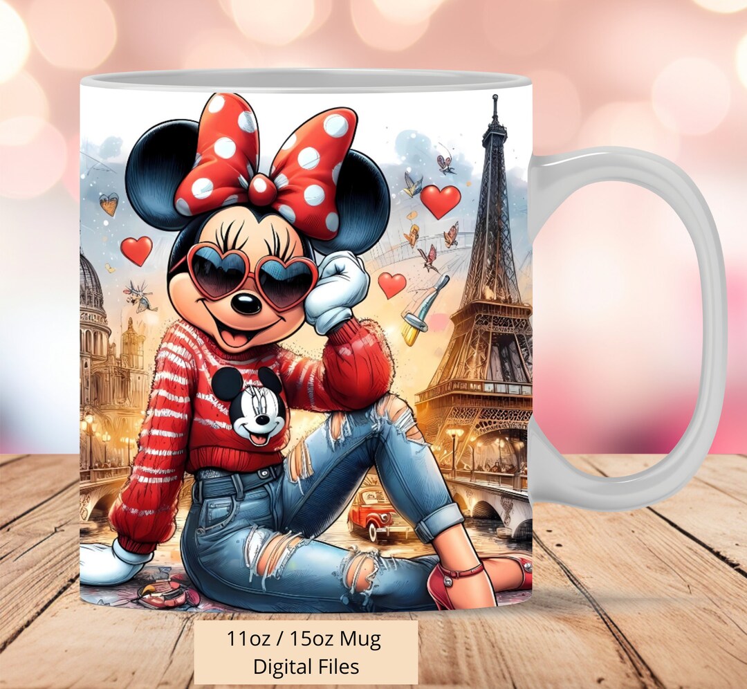 3D Minnie Mouse Love Paris Mug Wrap, 3D Minnie Mouse Mug Wrap ...