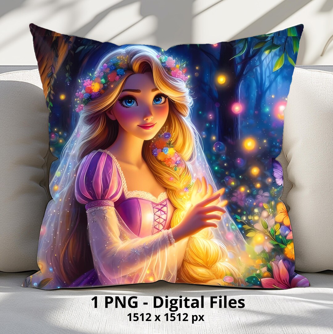 1 PNG Cute Princess Rapunzel Shine for Pillow, Digital Design File for ...
