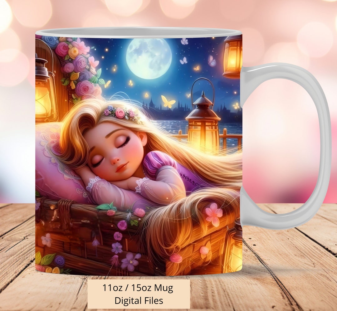 3D Princess Rapunzel Sleeping Mug Wrap, 3D Rapunzel Mug Wrap ...
