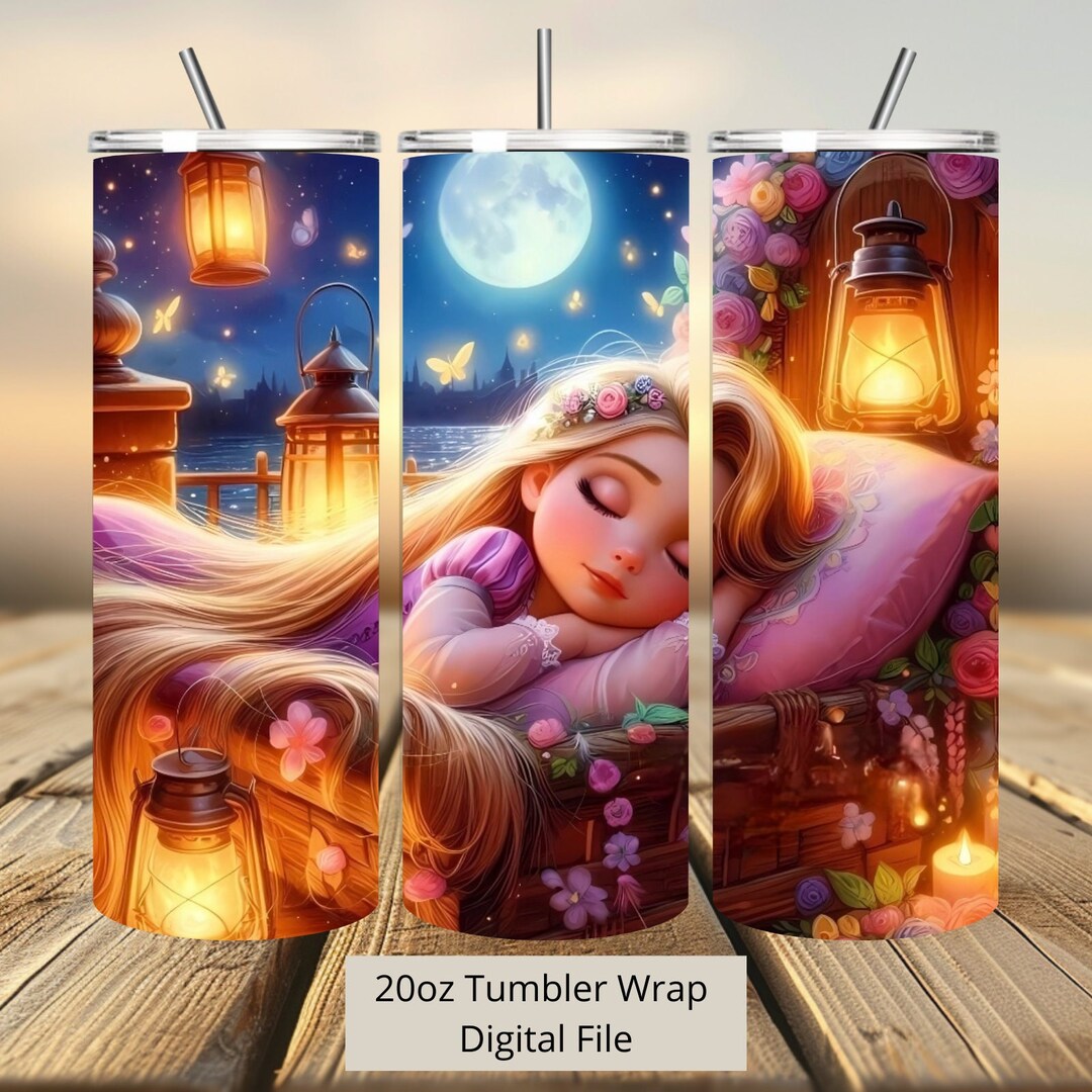 3D Princess Rapunzel Sleeping Tumbler Wrap, Princess Tumbler Wrap ...