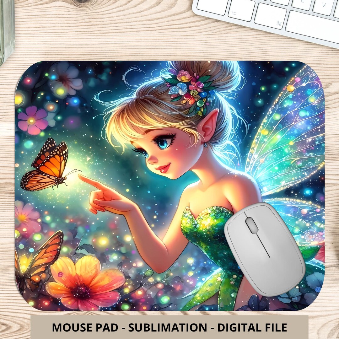 1 PNG Mouse Pad Tinkerbell Butterfly Shine Sublimation, Mousepad PNG ...
