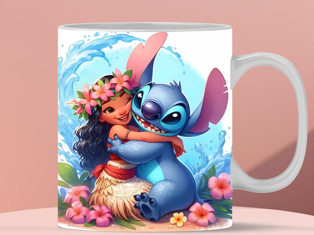 3D Moana Hugg Stitch Water Mug Wrap, 3D Princess Moana Mug Wrap ...