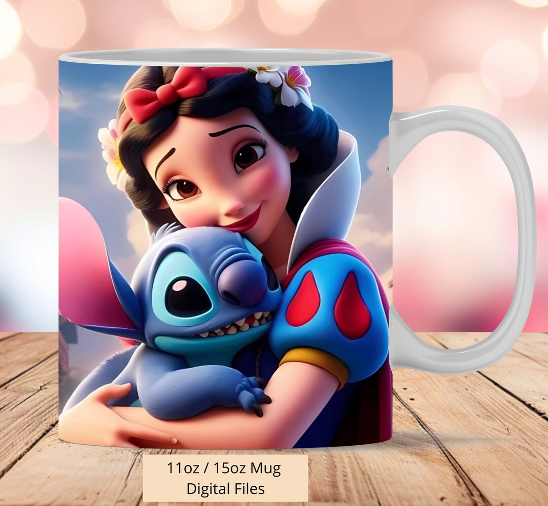 3D Stitch and White Snow Mug Wrap, 3D Stitch Mug Wrap Sublimation ...