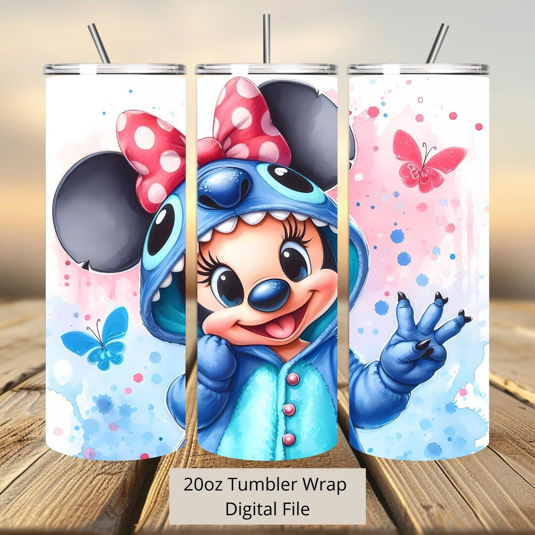 3D Minnie Stitch Tumbler Watercolor Wrap, Minnie Tumbler Wrap ...