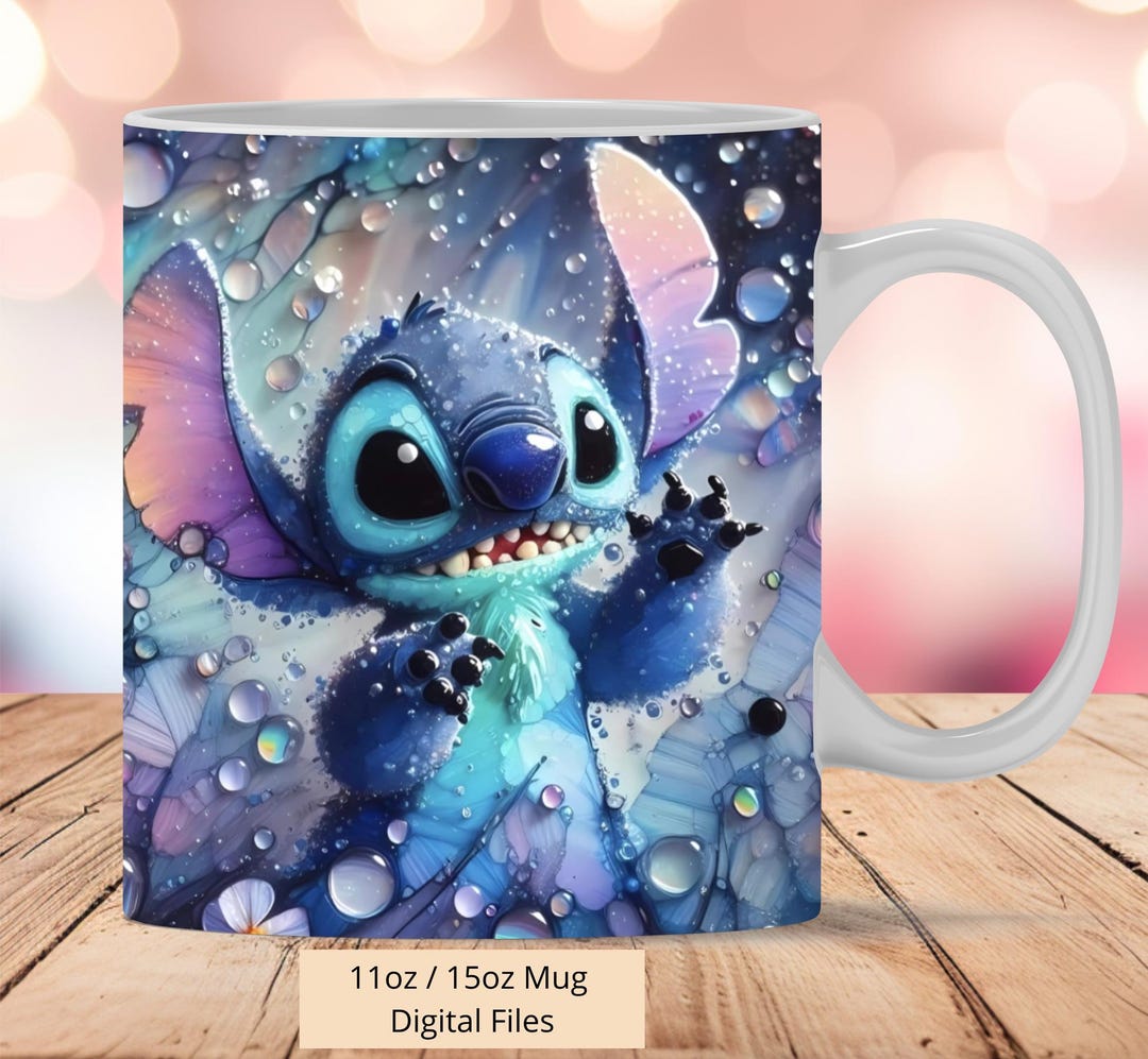 3D Cute Stitch Effect Rain Mug Wrap, 3D Stitch Mug Wrap Sublimation ...