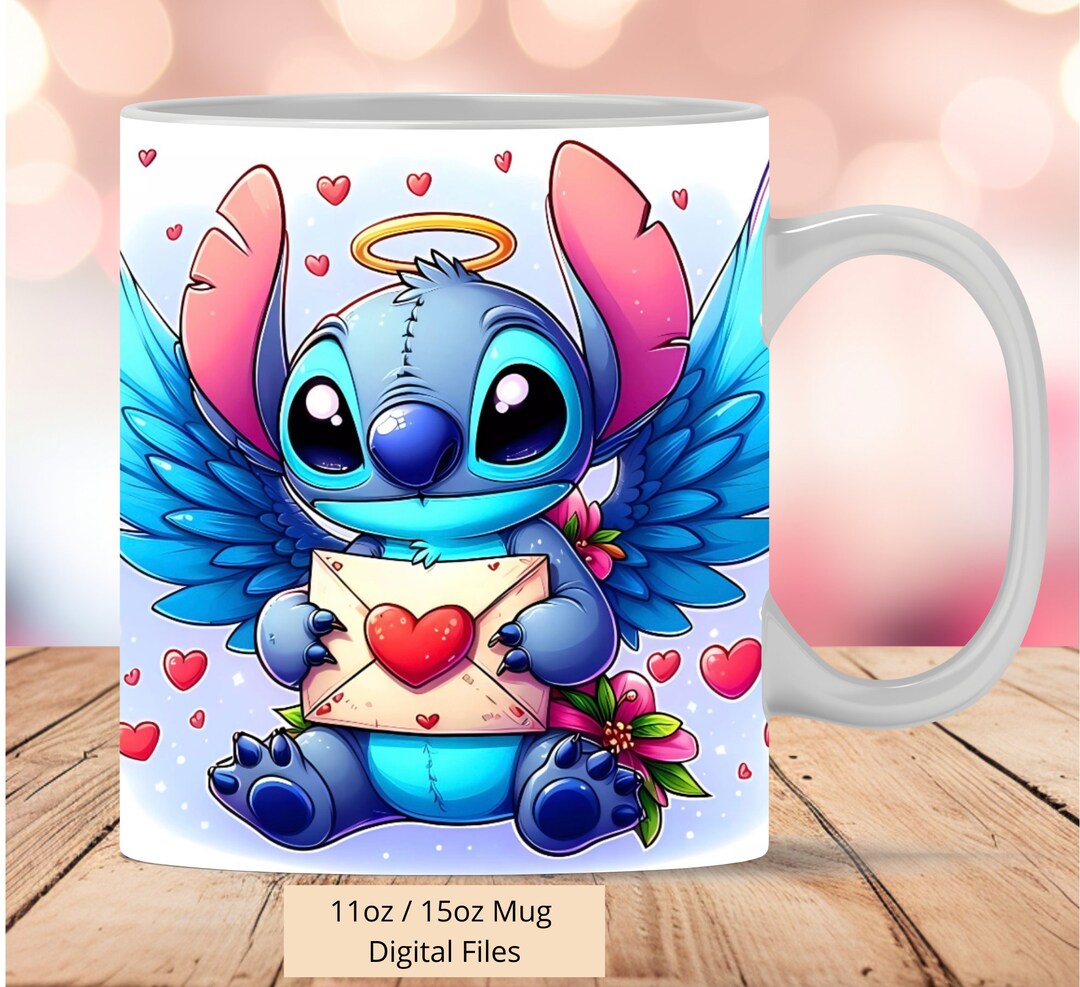 3D Stitch Angel Mug Wrap, 3D Mug Stitch Wrap Sublimation Design PNG ...