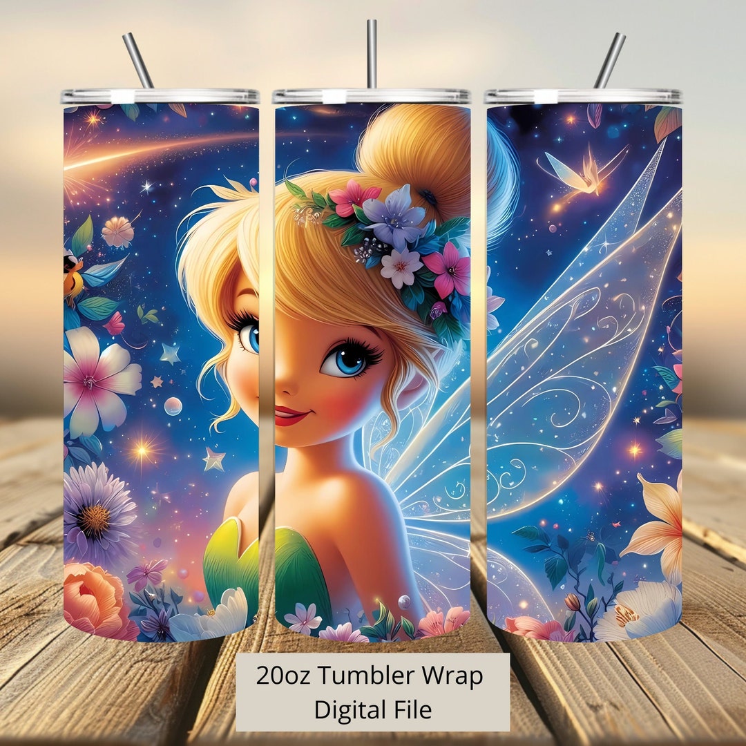 3D Cute Tinkerbell Tumbler Wrap, Princess Tumbler Wrap Sublimation ...