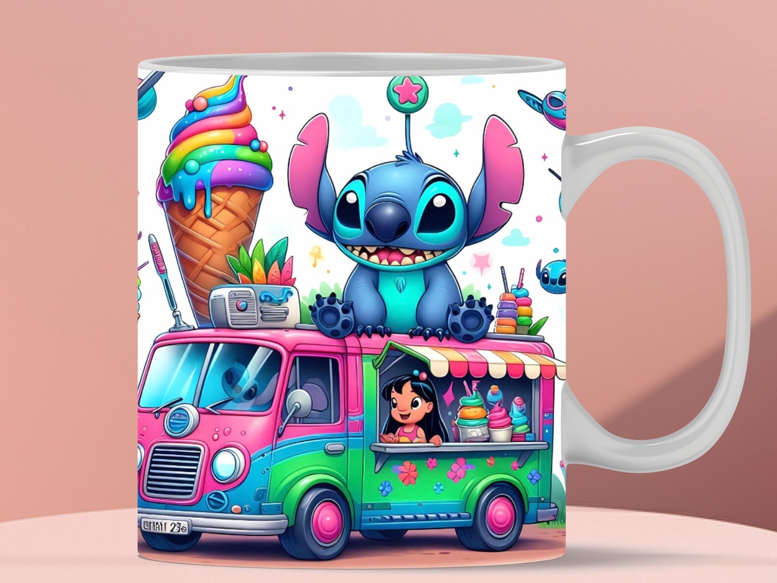 3D Cute Lilo and Stitch Summer Mug Wrap, 3D Lilo Mug Wrap Sublimation ...