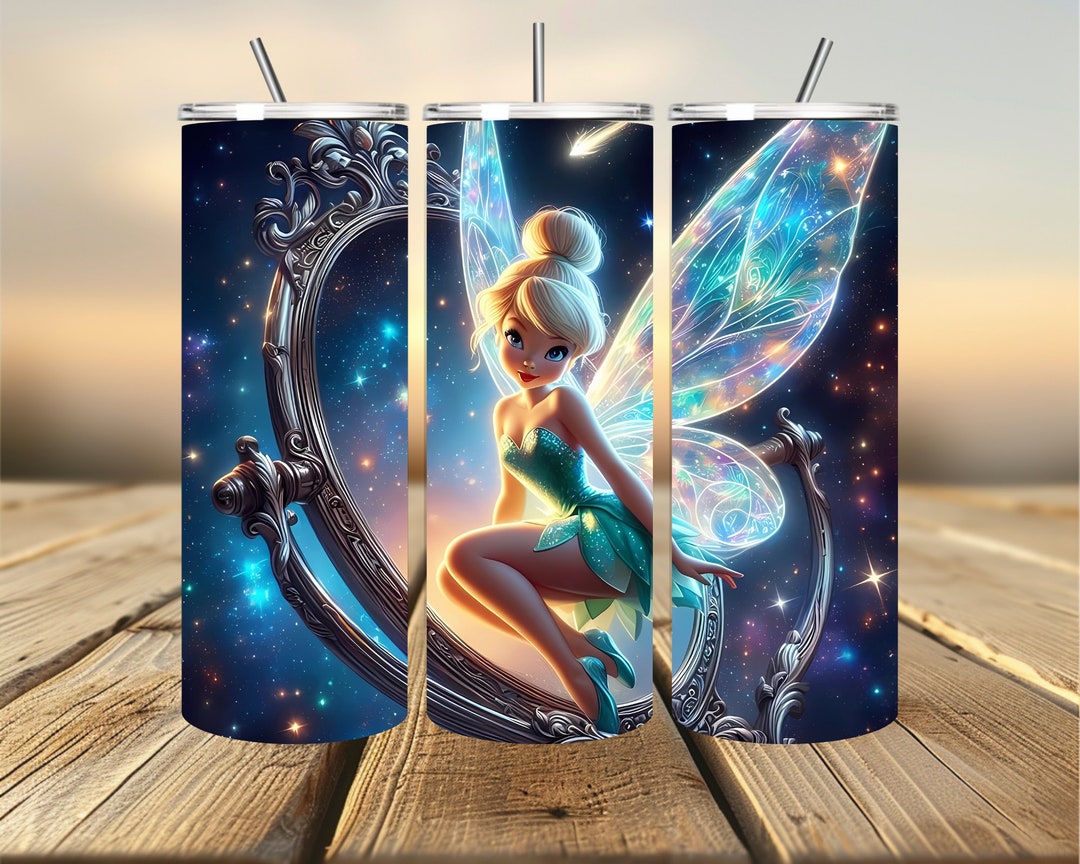 3D Cute Tinkerbell Mirror Tumbler Wrap, Princess Tumbler Wrap ...
