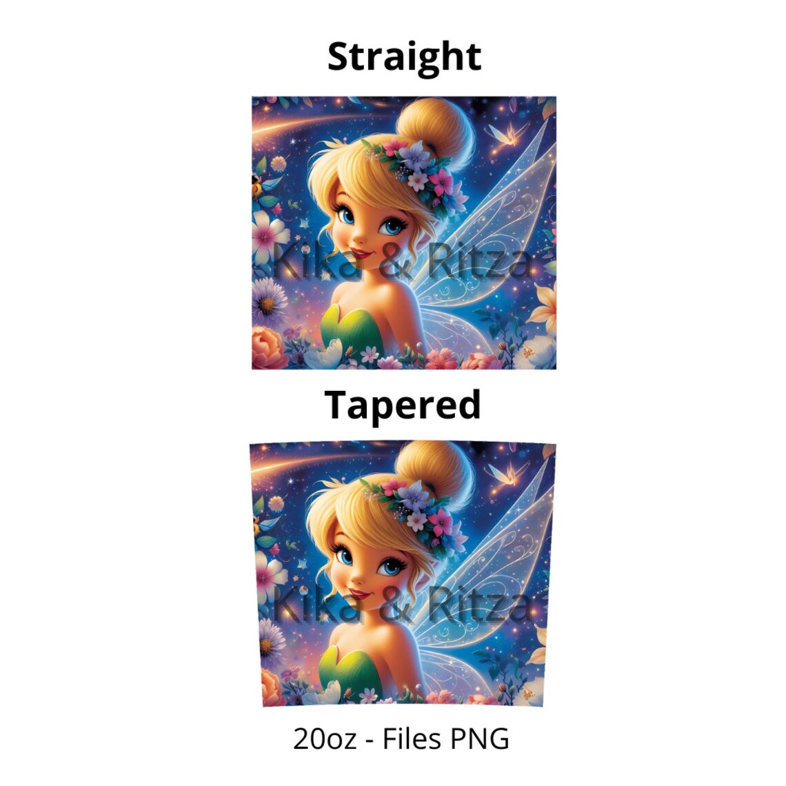 3D Cute Tinkerbell Tumbler Wrap, Princess Tumbler Wrap Sublimation ...