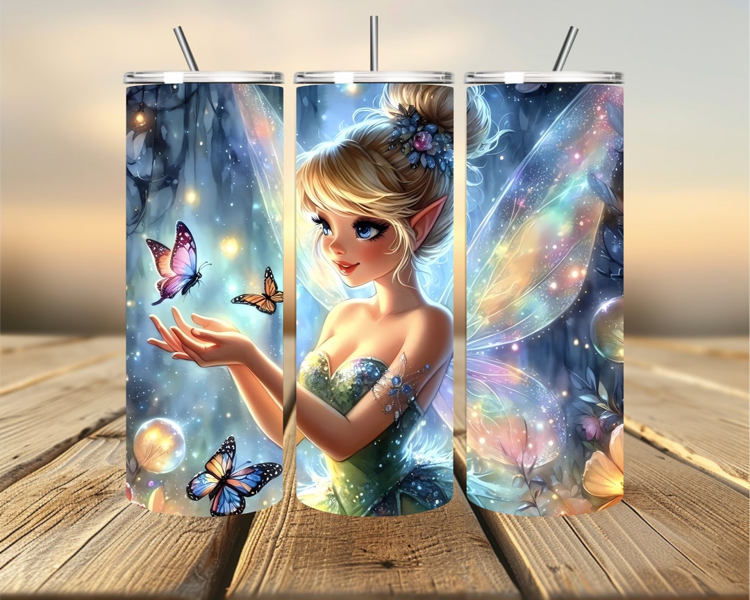 3D Cute Tinkerbell Tumbler Wrap, Princess Tumbler Wrap Sublimation ...