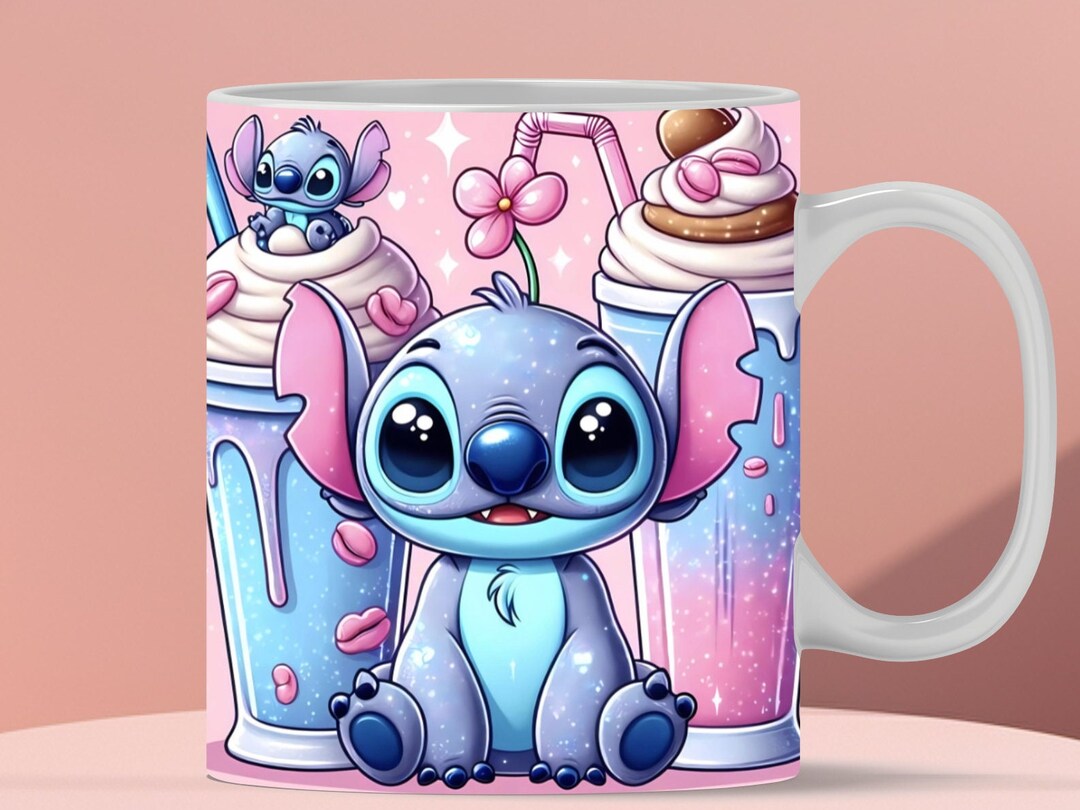 3D Cute Stitch Milkshakes Mug Wrap, 3D Stitch Mug Wrap Sublimation ...