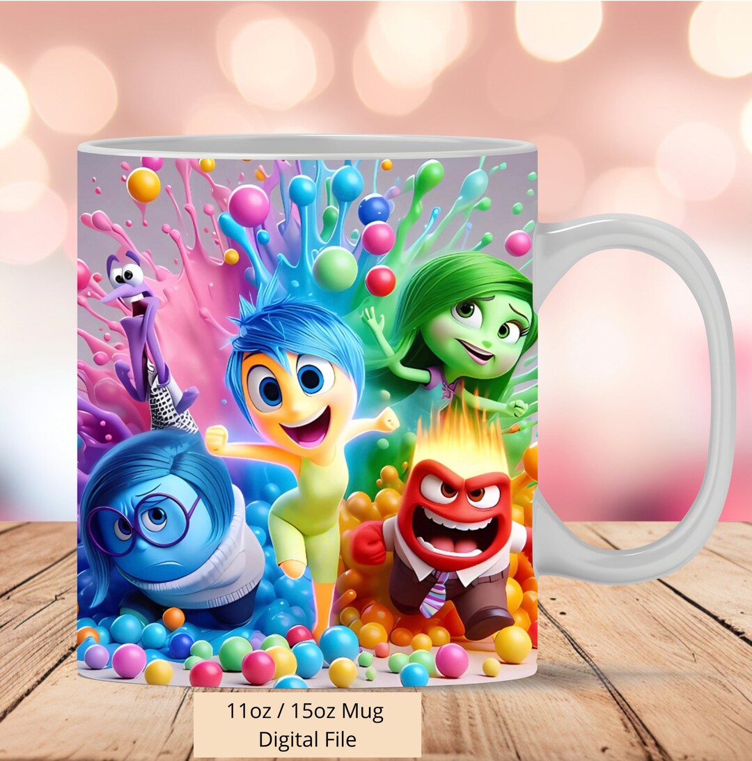 3D Inside Out 2 Colorful Splash Mug Wrap, 3D Mug Wrap Sublimation ...