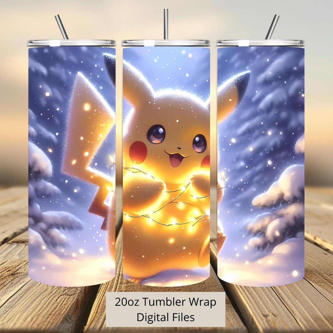 3D Cute Pikachu Shine Snow Tumbler Wrap, Pokemon Tumbler Wrap ...