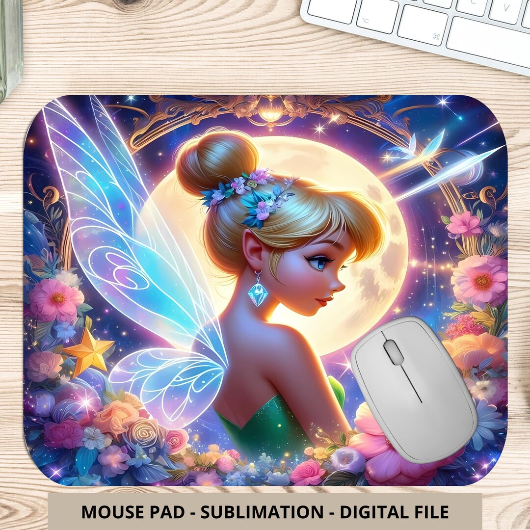 1 PNG Mouse Pad Tinkerbell Flower Sublimation, Fairy Mousepad PNG ...