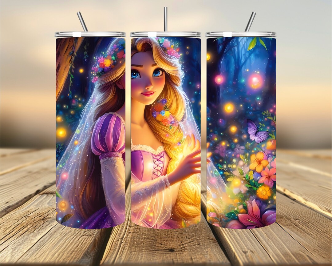 3D Cute Rapunzel Tumbler Wrap, Princess Tumbler Wrap Sublimation Design ...