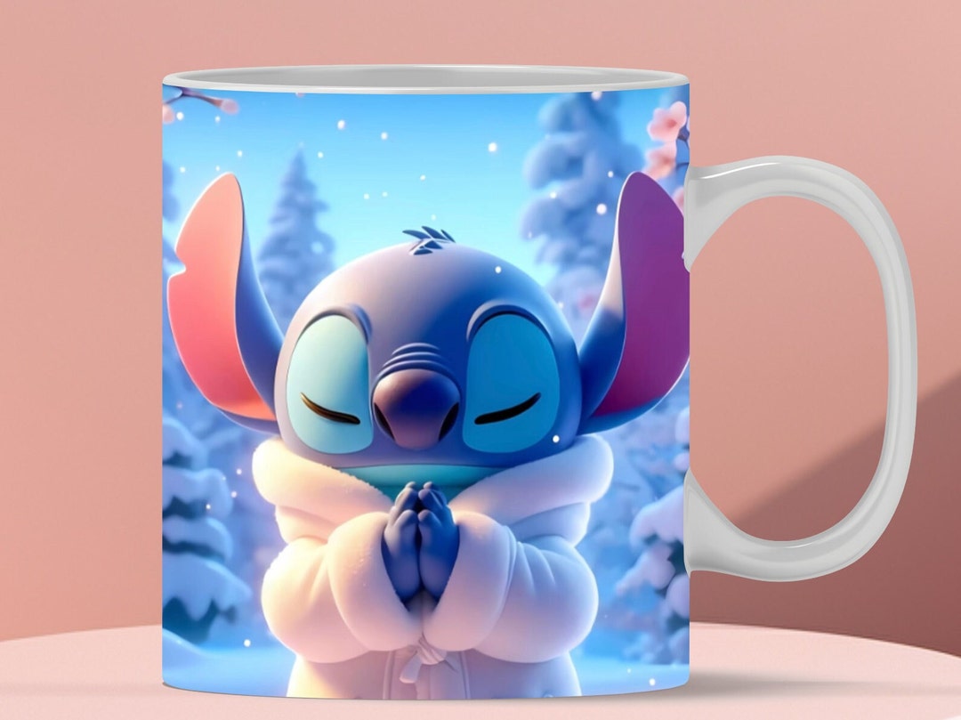 3D Cute Stitch Meditation Mug Wrap, 3D Mug Wrap Sublimation Design PNG ...