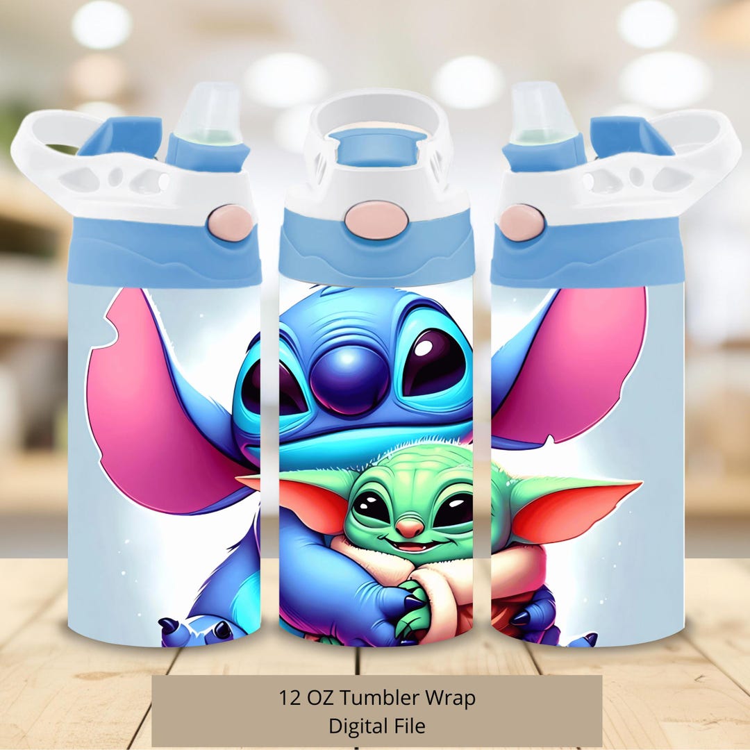 3D Cute Stitch Hugg Yoda Tumbler Design, 12oz Stitch Cup Tumbler Wrap ...
