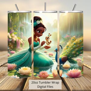 3D Enchanted Tiana in Lake Tumbler Wrap, Princess Tumbler Wrap ...