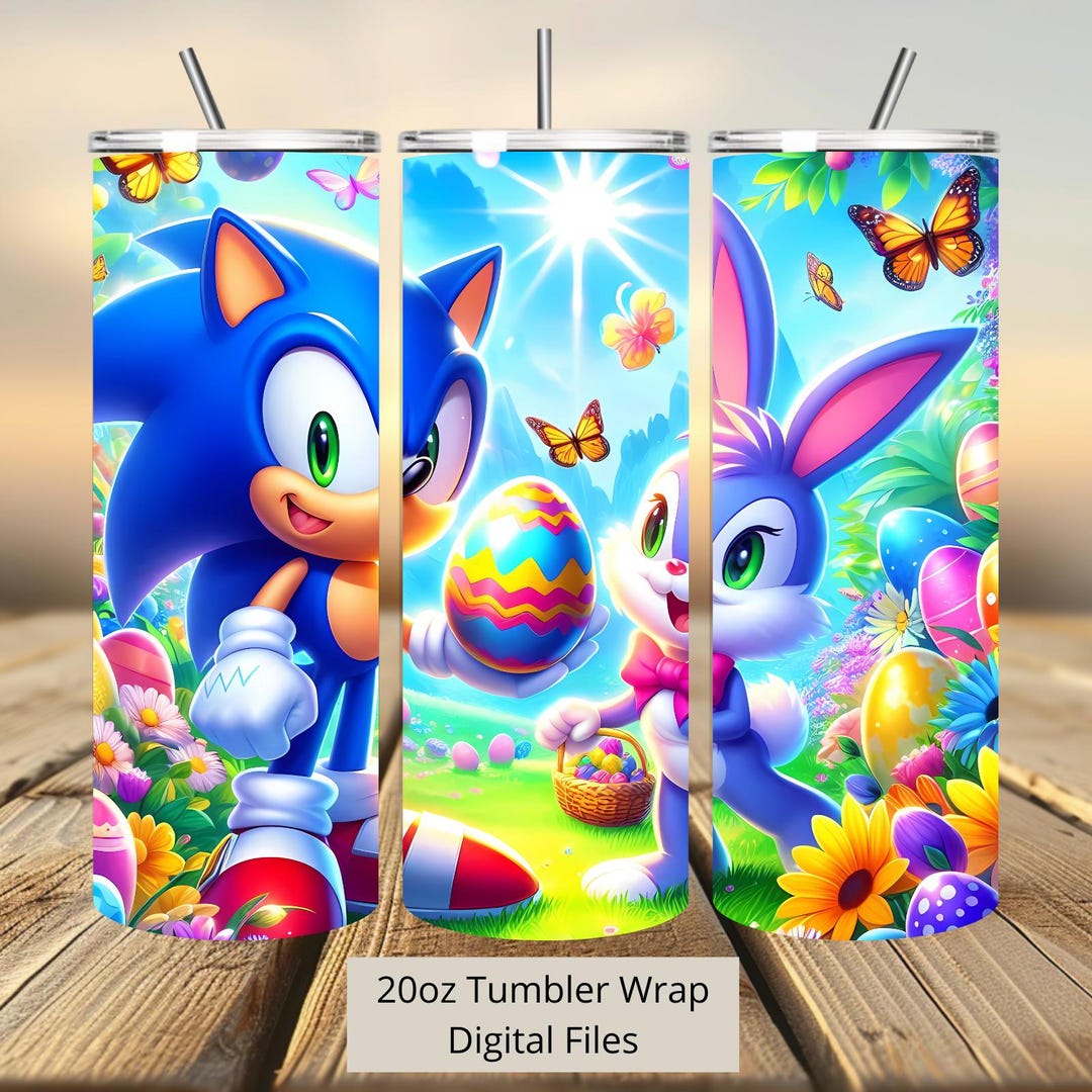 3D Cute Sonic and Bunnie Easter Tumbler Wrap, Easter Tumbler Wrap ...