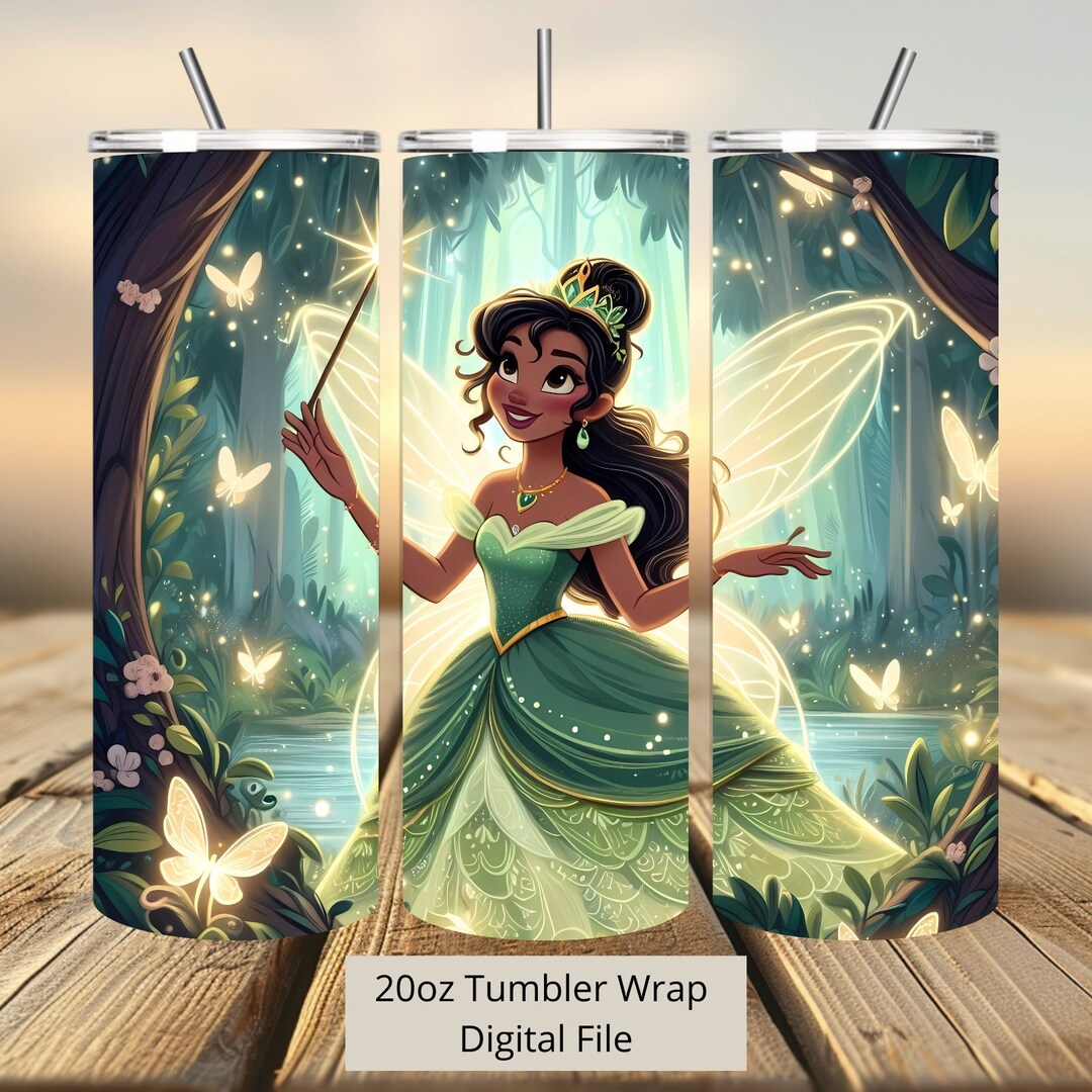 3D Enchanted Tiana Butterflies Tumbler Wrap, Princess Tumbler Wrap ...